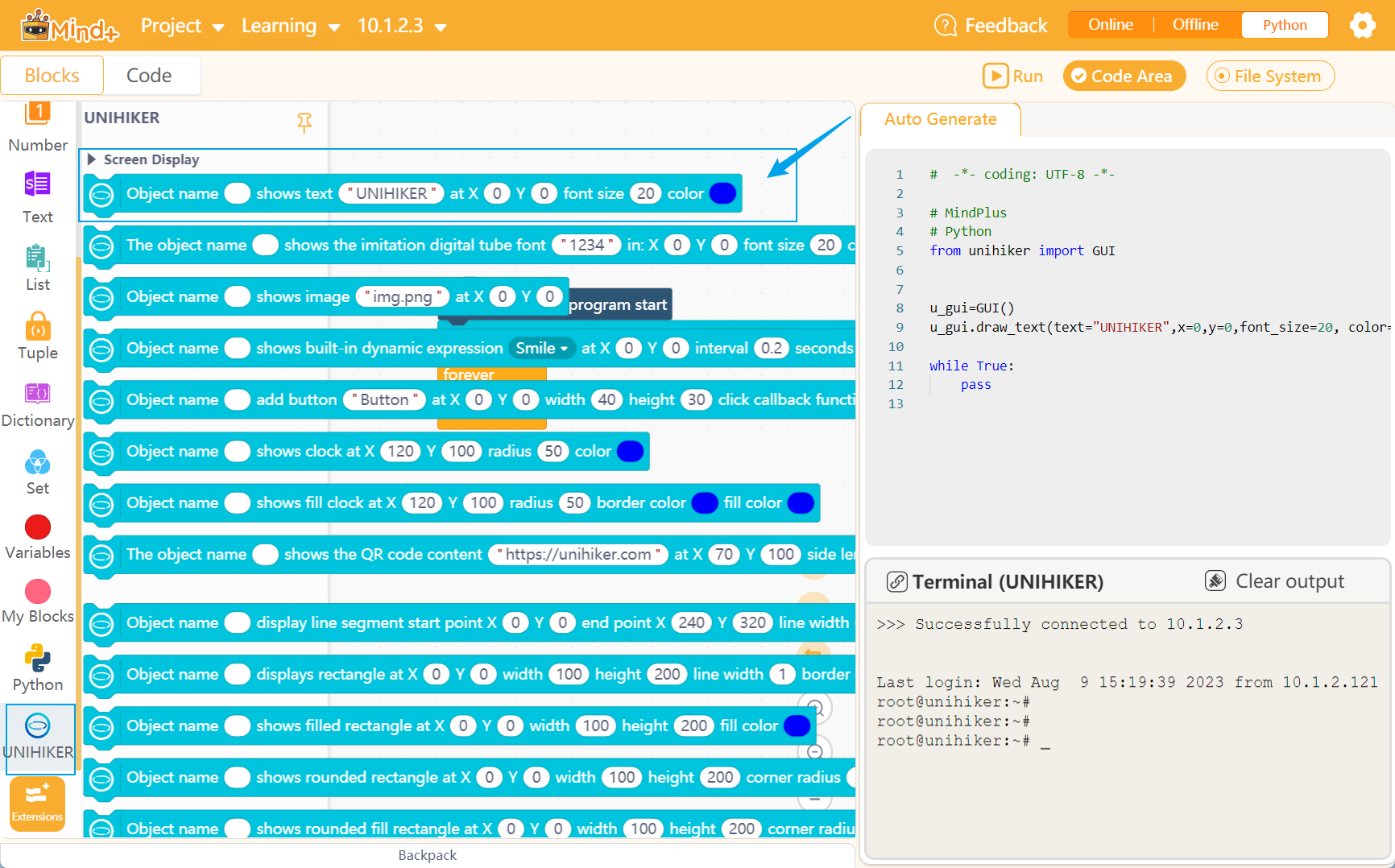 Mind+ Python & Graphical Python - UNIHIKER Documentation